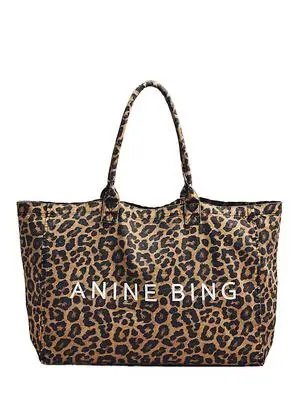 ANINE BING Leo Canvas Tote Bag Leopard