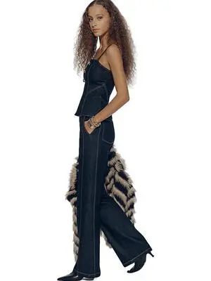 Avec Les Filles High-rise Wide-leg Jeans - Dark Denim