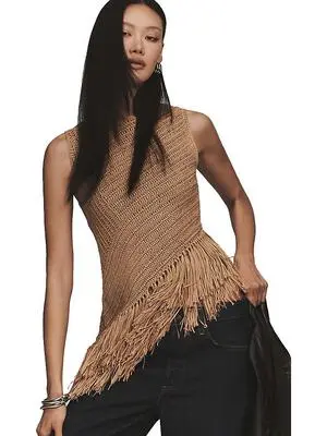 SIMONMILLER Beja Crochet Fringe Top - Natural