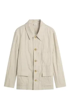 Dries Van Noten Herringbone Cotton Linen Chore Jacket - Off White