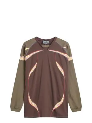 PAOLINA RUSSO Sport Jersey Long Sleeve Top - Brown/flower