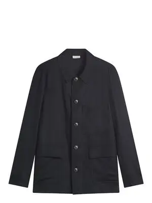 Dries Van Noten Pinstripe Worsted Wool Jacket - Navy