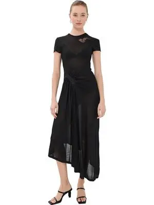 Christopher Esber Delphin Lace Rib Tee Dress - Black