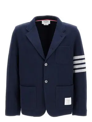 Thom Browne Sack Jacket In Double Face Knit - Blu