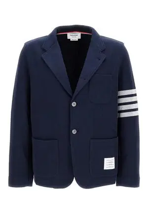 Thom Browne Sack Jacket In Double Face Knit - Blue