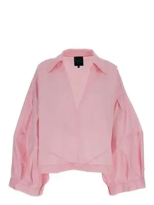 MAISON JEJIA Cotton V-neck Shirt - Rose