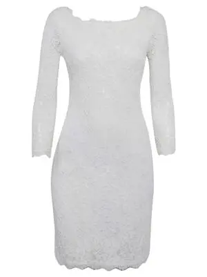 Diane Von Furstenberg Vintage Long-sleeve Lace Mini Dress - White