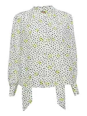 BOSS Polka-dot Silk Blouse - White