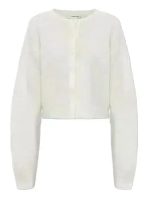 GESTUZ Press-stud Knit Cropped Cardigan - White
