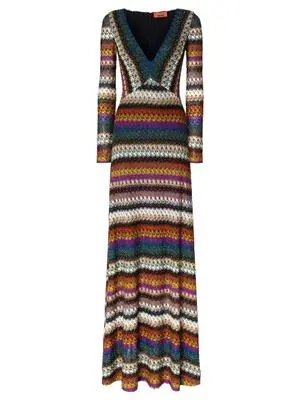Missoni Patterned V-neck Maxi Dress - Brown