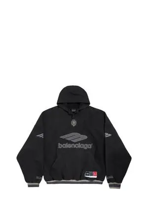 Balenciaga 3b Football Cotton Polo Hoodie - Black