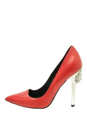Versace Medusa Pointed-toe Heeled Pumps - Red