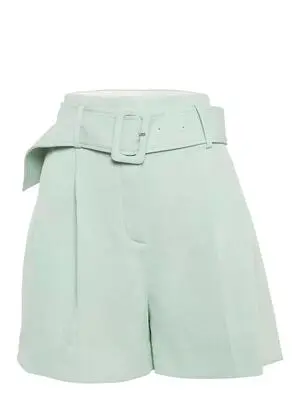 Sandro Pleated Belted Shorts - Green