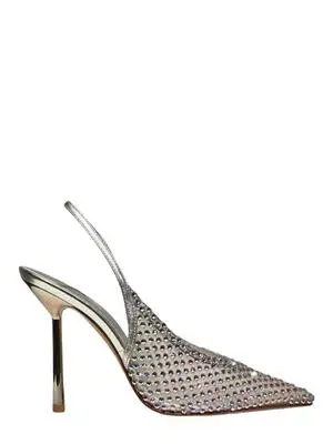 LE SILLA Rhinestone Embellished Slingback Heels - Silver