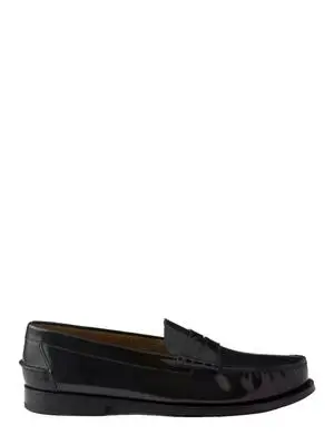 Prada Brushed Leather Loafers - Black