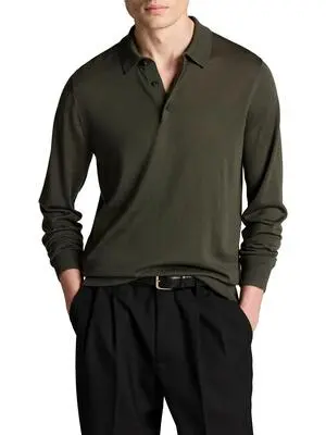 Vince Wool Polo Sweater - Night Leaf