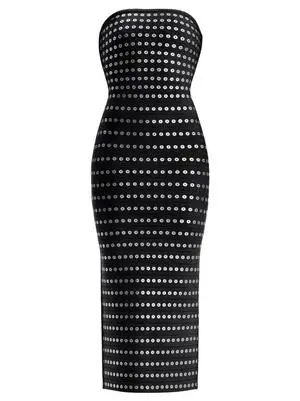 Herve Leger Sequin Strapless Midi Dress - Black