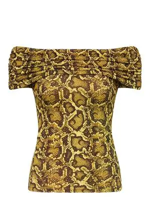 MARINE SERRE Draped Python-Printed Blouse