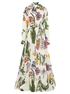 LEO LIN Collared Floral Print Dress - White