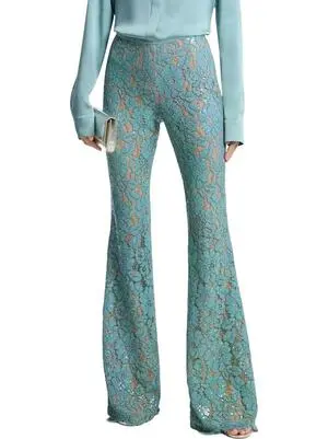 Michael Kors Embroidered Flared Trousers - Blue