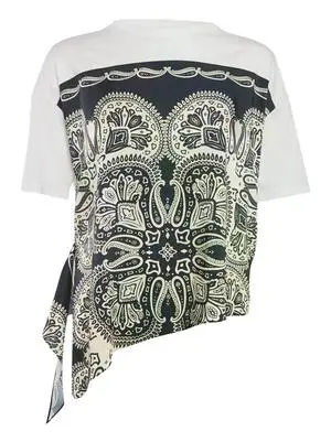 Sandro Abstract-print Tie-waist T-shirt - White