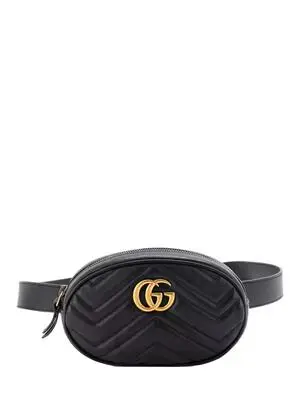 Gucci Gg Marmont Matelasse Leather Belt Bag - Black