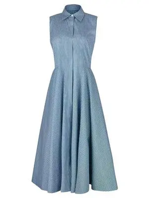 Michael Kors Striped Sleeveless Midi Dress - Blue