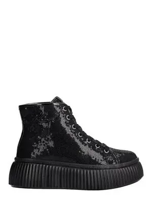 Karl Lagerfeld Sequin-embellished Platform Sneakers - Black