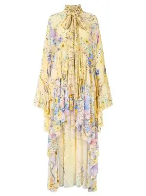 Camilla Floral Print Ruffled Dress - Yellow