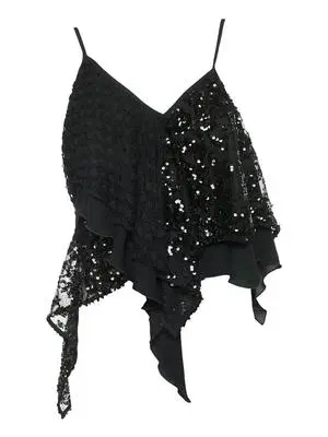 Attico Thelma Lace Sequin-embellished Crop Top - Black