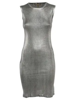 LOUIS VUITTON Ribbed-knit Midi Dress - Silver