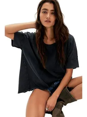 Free People We The Free Rex Oversized Tee - Black