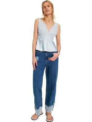 DRIFTWOOD Betty Knit Straight Leg Jeans - Daisy Patchwork
