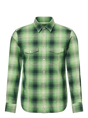 TOM FORD Flannel Check-print Cotton Shirt - Milgreen Multicolor