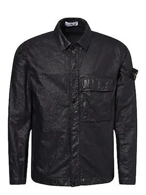 Stone Island Nylon Panama-tc Badge Regular-fit Woven Overshirt - Black
