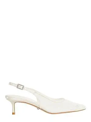 DUNE Woven Heeled Slingback Courts - Ivory Synthetic