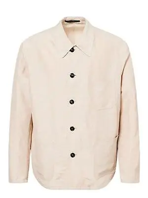 Giorgio Armani Relaxed-fit Spread-collar Woven Jacket - String