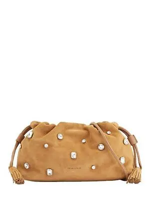 Veronica Beard Crystal-embellished Suede Cross-body Bag - Acorn