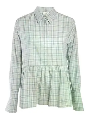 Victoria Beckham Plaid Cotton Blouse - Green