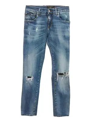 Dolce & Gabbana Distressed Five-pocket Jeans - Blue