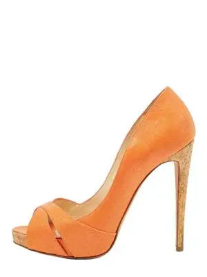 ALEXANDRE BIRMAN Raffia Peep-toe Pumps - Orange