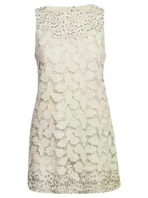 Alice + Olivia Lace Overlay Mini Dress - White