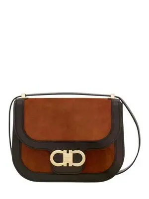FERRAGAMO Double Gancini Flap Crossbody Bag - Brown
