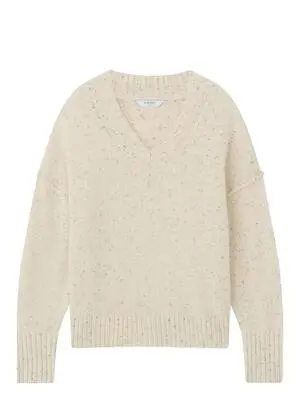 LK BENNETT Cara Lambswool Blend V-neck Sweater - Cream White