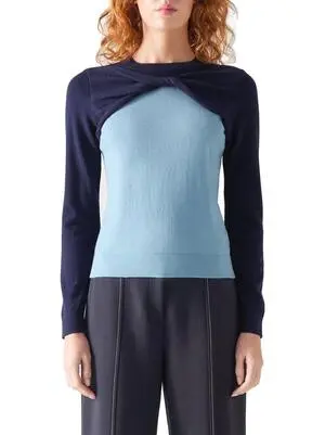 LK BENNETT Aletta Colorblock Sweater - Blue