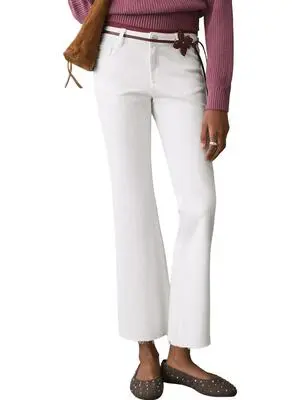 Mango Mid-rise Crop Flare Jeans - Off White