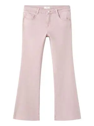 Mango Mid-rise Crop Flare Jeans - Pale Pink