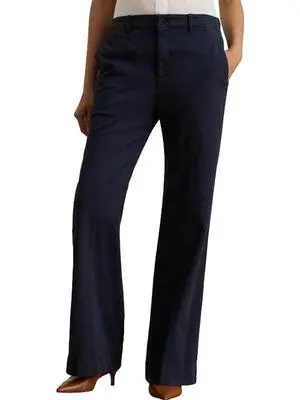 Ralph Lauren Kendis Stretch Cotton Flare Leg Pants - Lauren Navy