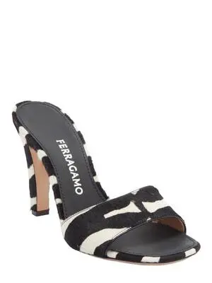FERRAGAMO Tatiana Calf Hair Slide Sandal - Kasba Bianco/nero Calf Hair