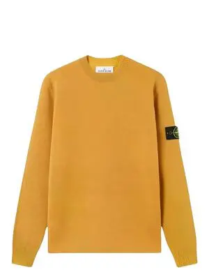 Stone Island Crewneck Sweater With Logo Patch - Yellow